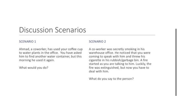 Discussion Scenarios | Chegg.com