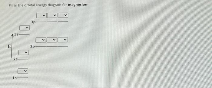 Solved Fill in the orbital energy diagram for magnesium. | Chegg.com