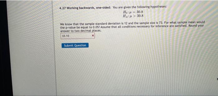 Solved 4.27 Working backwards, one-sided: You are given the | Chegg.com