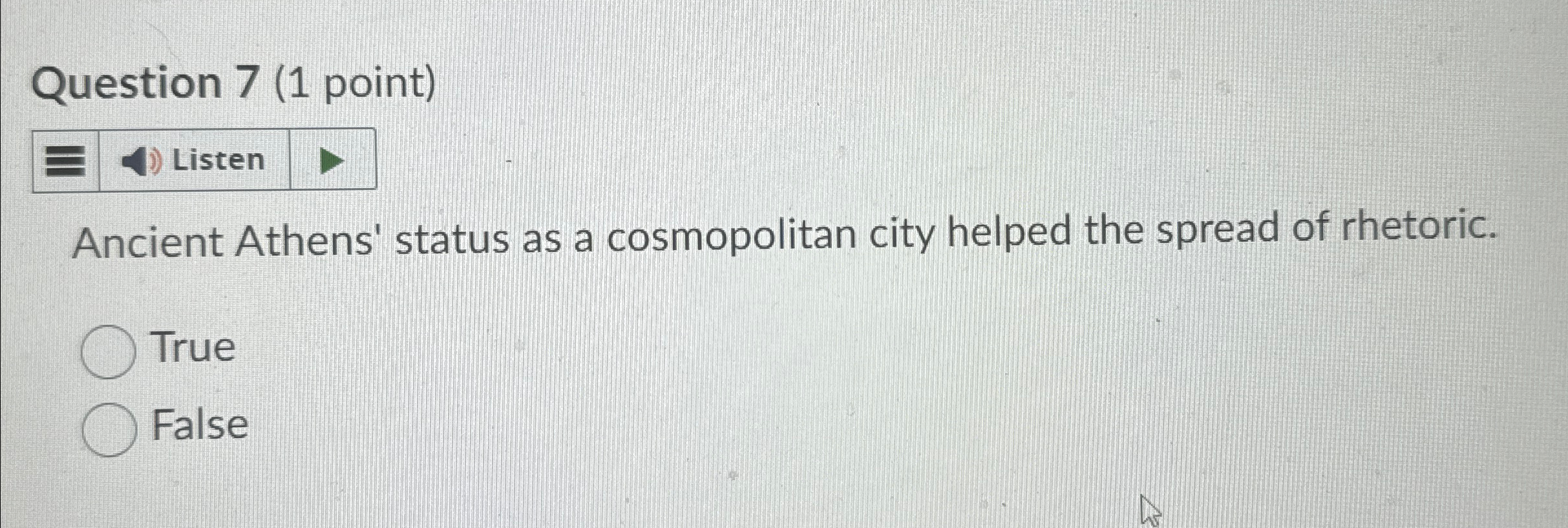 Solved Question 7 (1 ﻿point) Ancient Athens' status as a | Chegg.com