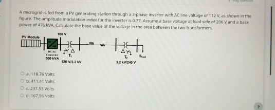 Solved A microgrid is fed from a PV generating station | Chegg.com
