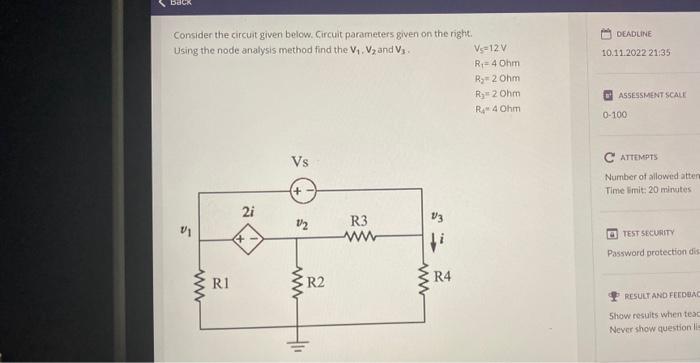 Solved Consider the circuit given below. Circuit paramerers | Chegg.com