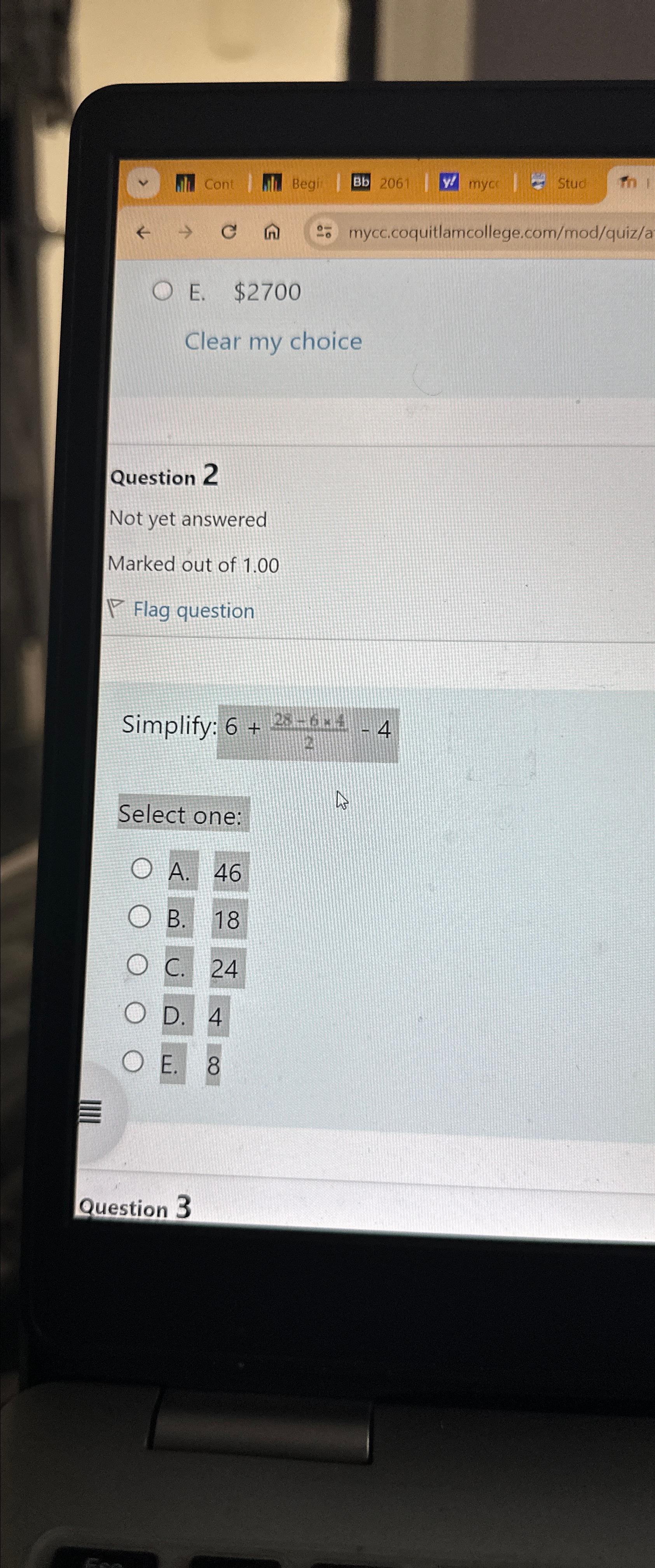 Solved E. $2700Clear my choiceQuestion 2Not yet | Chegg.com Solved E. $2700Clear my choiceQuestion 2Not yet | Chegg.com