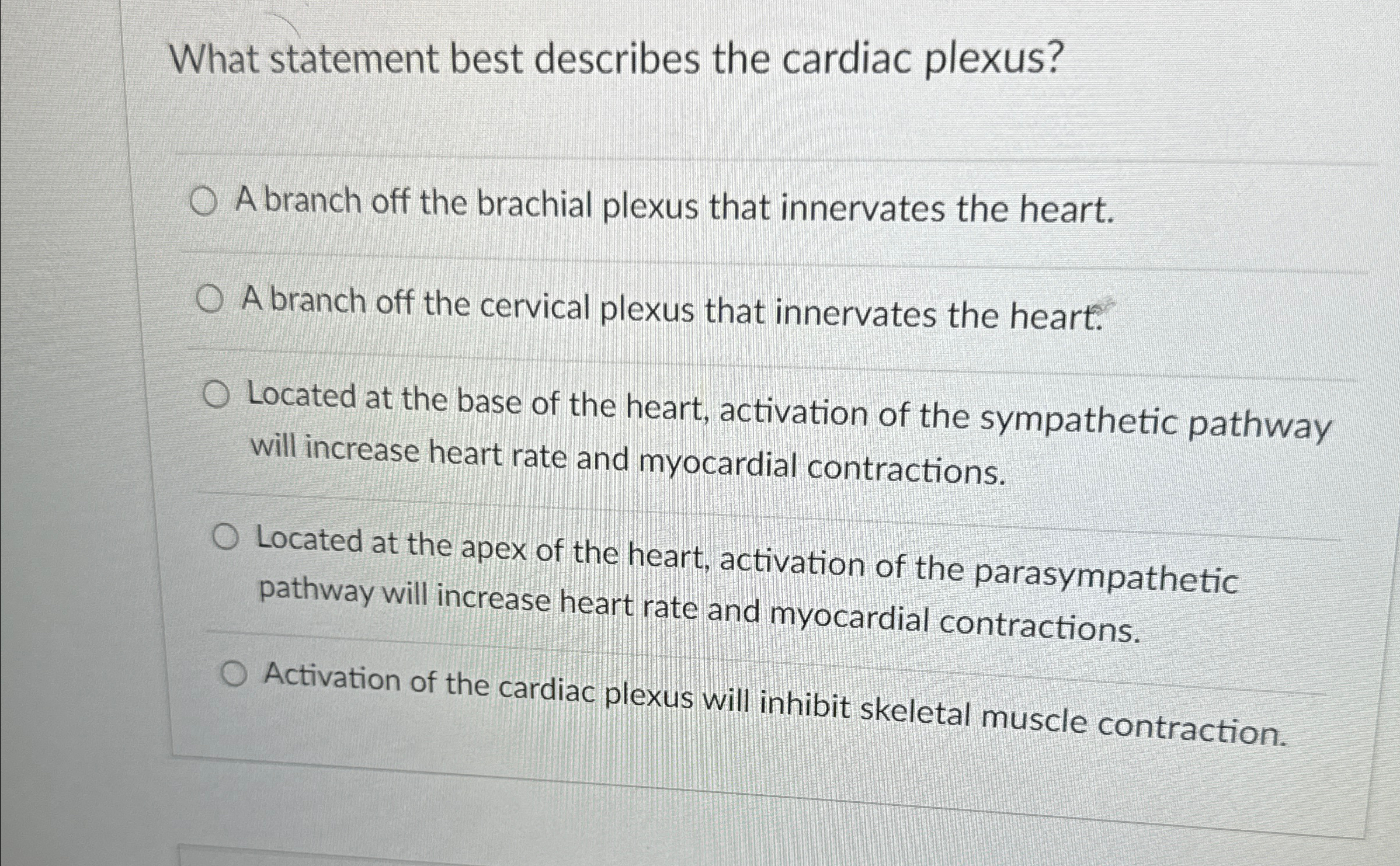 Solved What statement best describes the cardiac plexus?A | Chegg.com