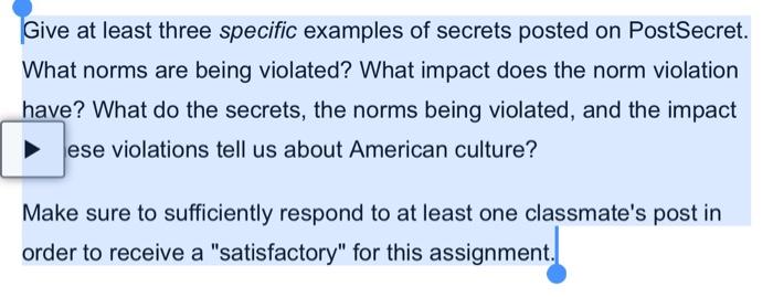 Give at least three specific examples of secrets | Chegg.com