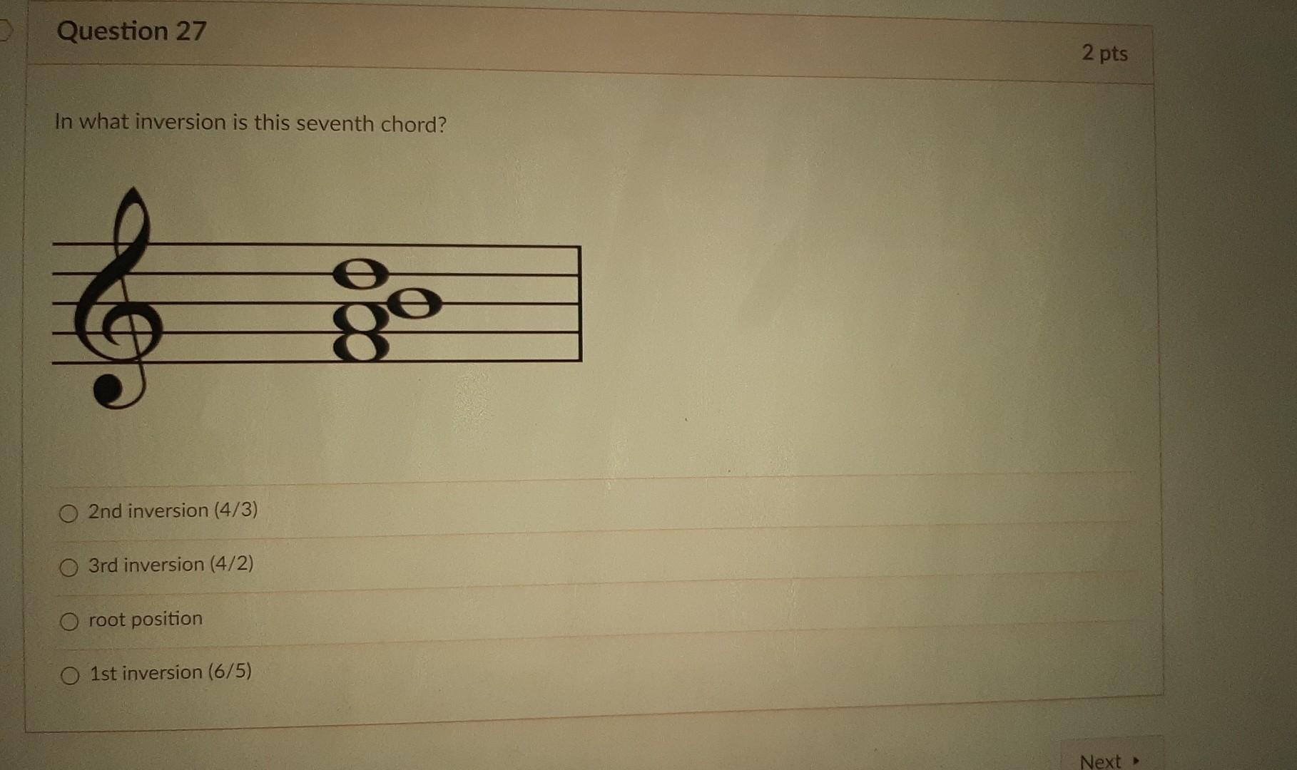 In what inversion is this triad? 1st inversion (6/3) | Chegg.com