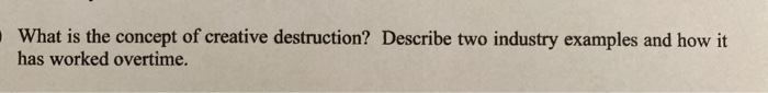 Solved What is the concept of creative destruction? Describe | Chegg.com
