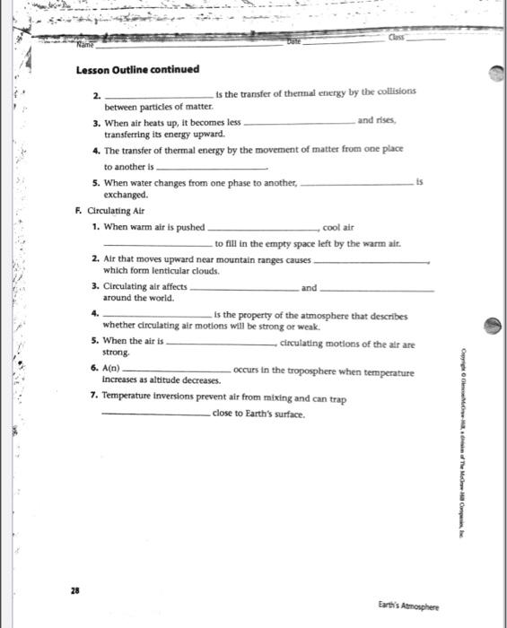 Solved Lesson Outline continued 2. is the transfer of themal | Chegg.com