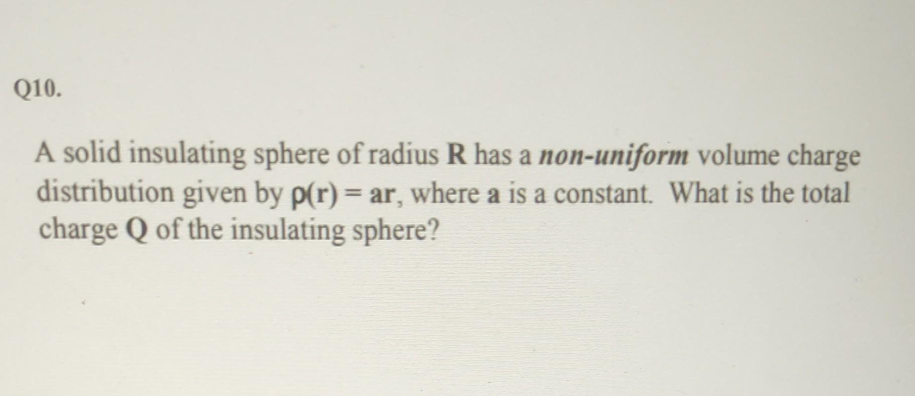 Solved A solid insulating sphere of radius R has a | Chegg.com