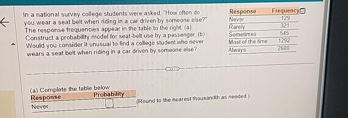 Solved In a national survey college students were asked, | Chegg.com