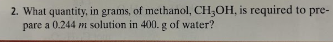Solved What quantity, in grams, of methanol, CH3OH, ﻿is | Chegg.com