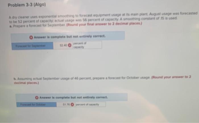 Solved Problem 3-3 (Algo) A dry cleaner uses exponential | Chegg.com