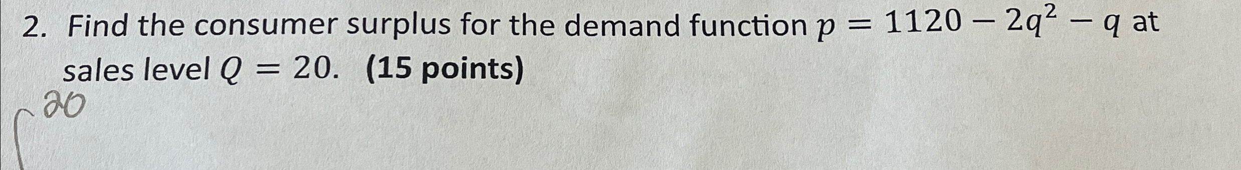 Solved Find the consumer surplus for the demand function | Chegg.com