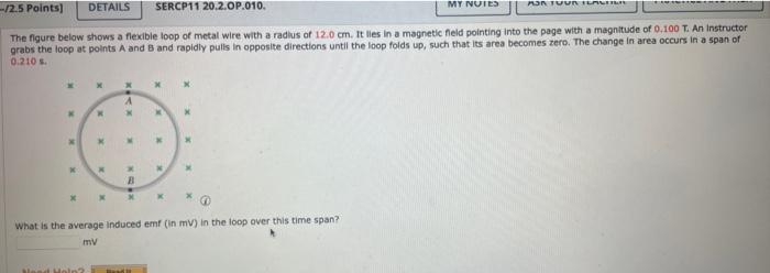 Solved The figure below shows a flexible loop of metal wire | Chegg.com