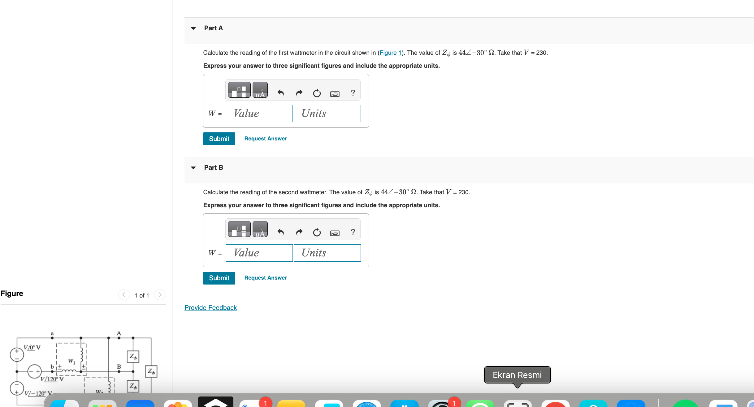 Solved Part ACalculate the reading of the first wattmeter in | Chegg.com