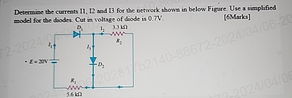 Solved Determine the currents II, ﻿I2 ﻿and I3 ﻿for the | Chegg.com