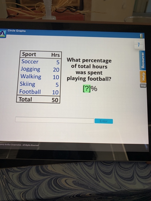 Solved Circle Graphs Hrs Sport Soccer Jogging Walking Skiing | Chegg.com