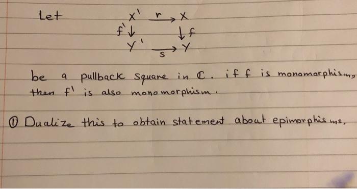 Let If Y у 9 be pullback Square in c. if f is | Chegg.com