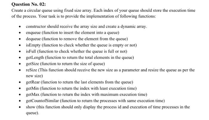 Solved Question No. 01: Create a queue using singly linked | Chegg.com