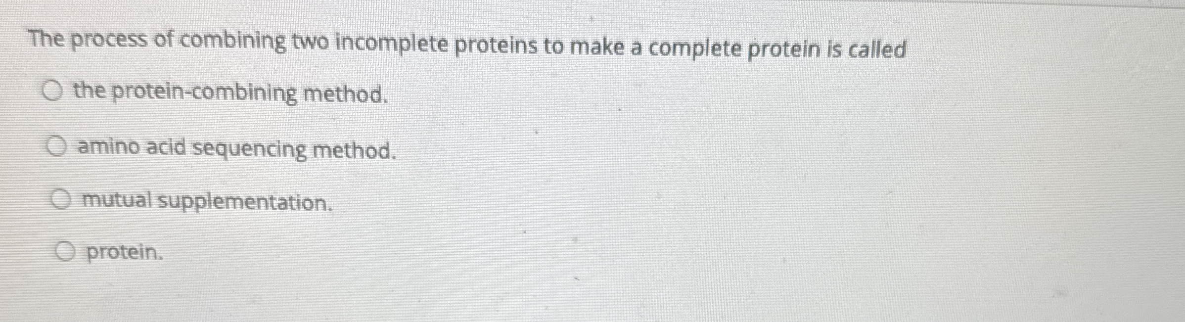 Solved The process of combining two incomplete proteins to | Chegg.com