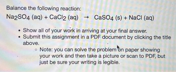 Solved Balance the following reaction: | Chegg.com