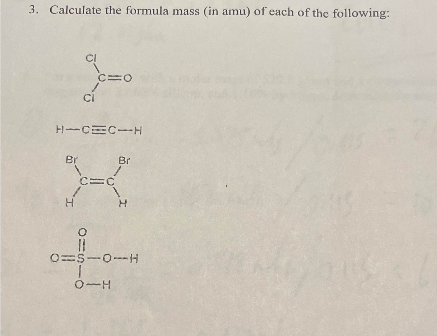 Solved Calculate the formula mass (in aμ ) ﻿of each of the | Chegg.com