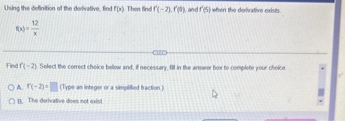 Solved Using the definition of the derivative, find f(x). | Chegg.com