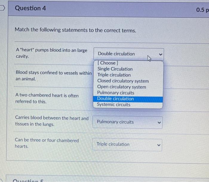 Solved Match the following statements to the correct terms. | Chegg.com