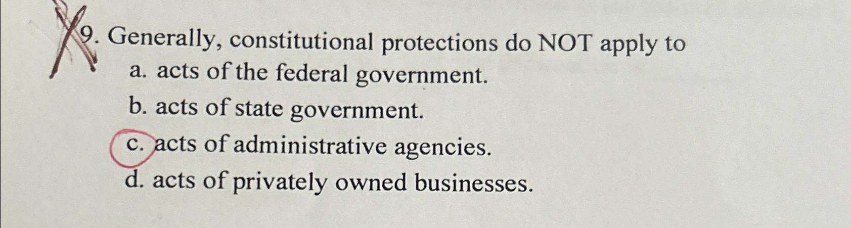 Solved Generally, constitutional protections do NOT apply | Chegg.com