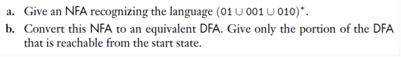 Solved a. ﻿Give an NFA recognizing the language | Chegg.com