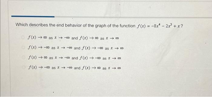 Solved Which describes the end behavior of the graph of the | Chegg.com