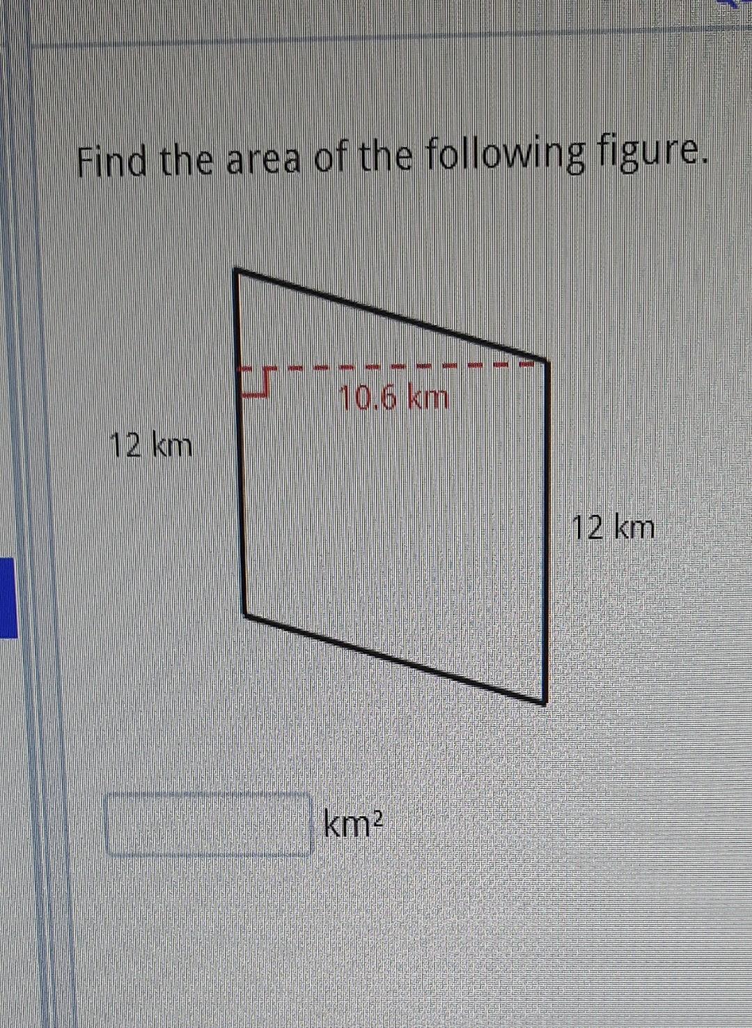 Solved Find the area of the following figure. | Chegg.com