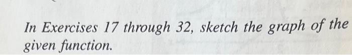 Solved In Exercises 17 through 32, sketch the graph of the | Chegg.com