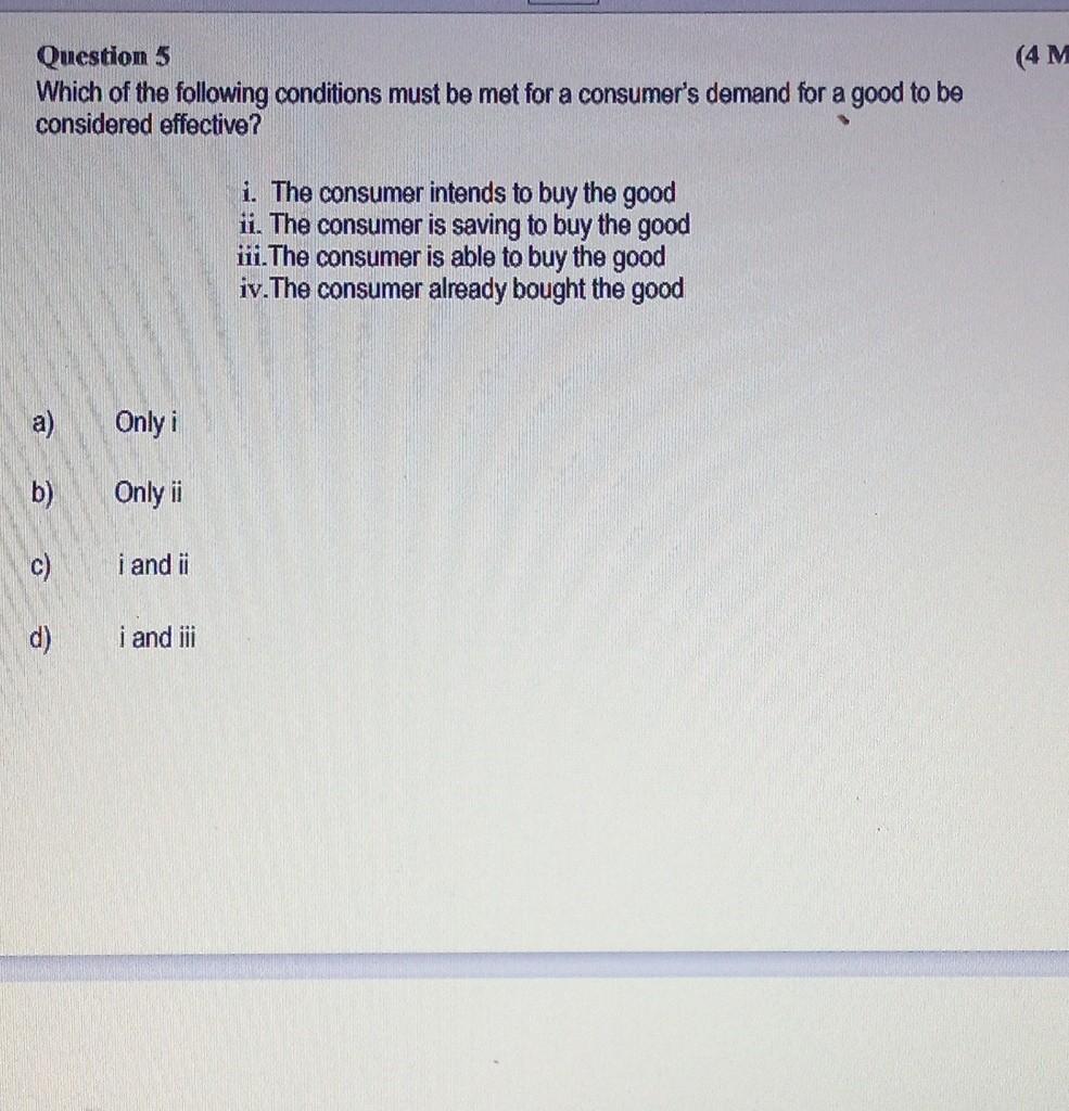 Solved Question 5 Which of the following conditions must be | Chegg.com