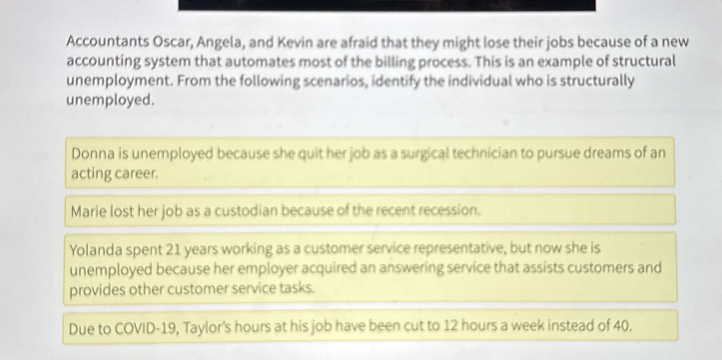 Solved Accountants Oscar, Angela, and Kevin are afraid that | Chegg.com