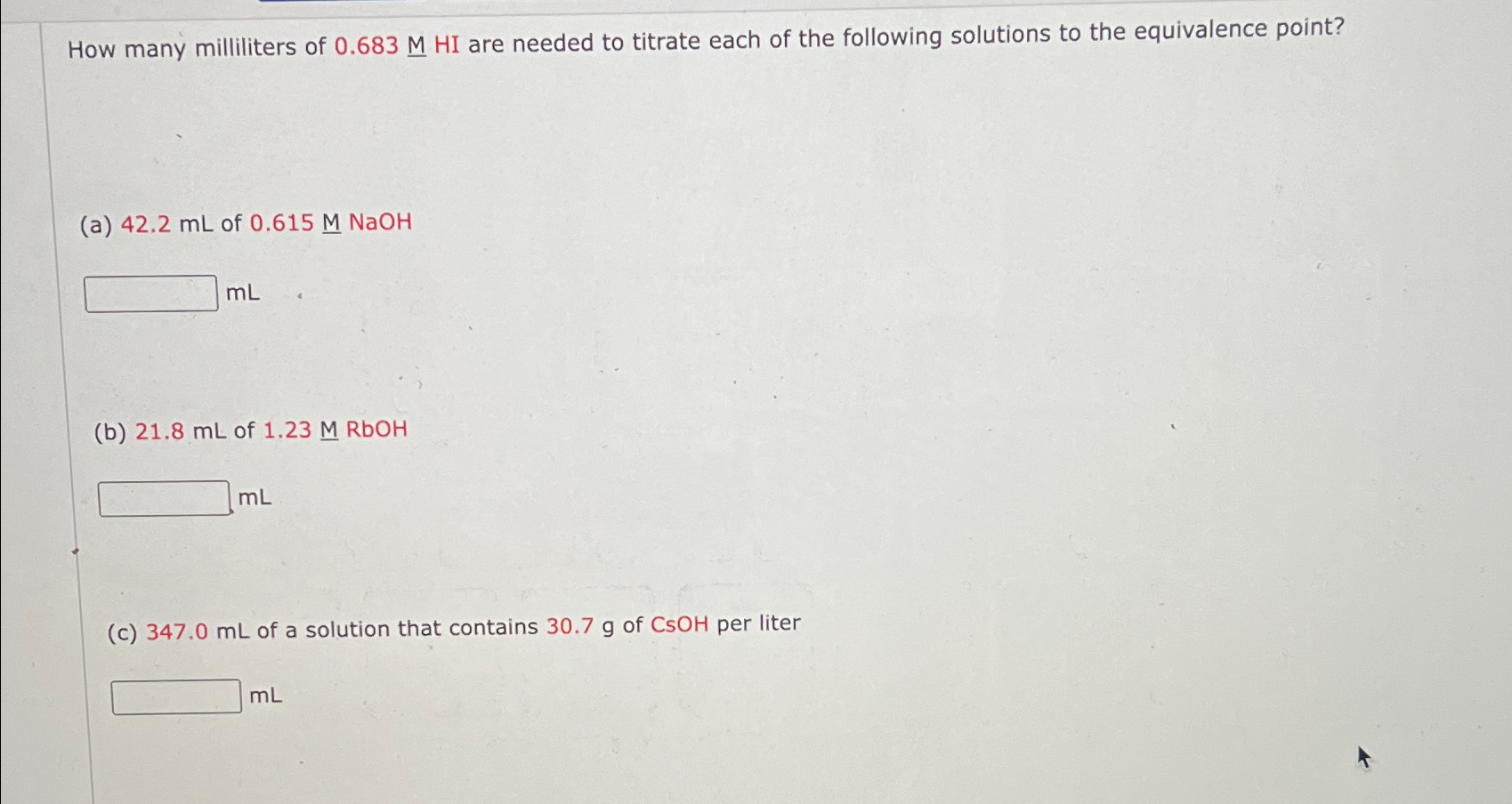 Solved How many milliliters of 0.683MHI are needed to | Chegg.com