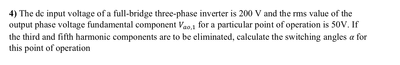 Solved The dc input voltage of a full-bridge three-phase | Chegg.com