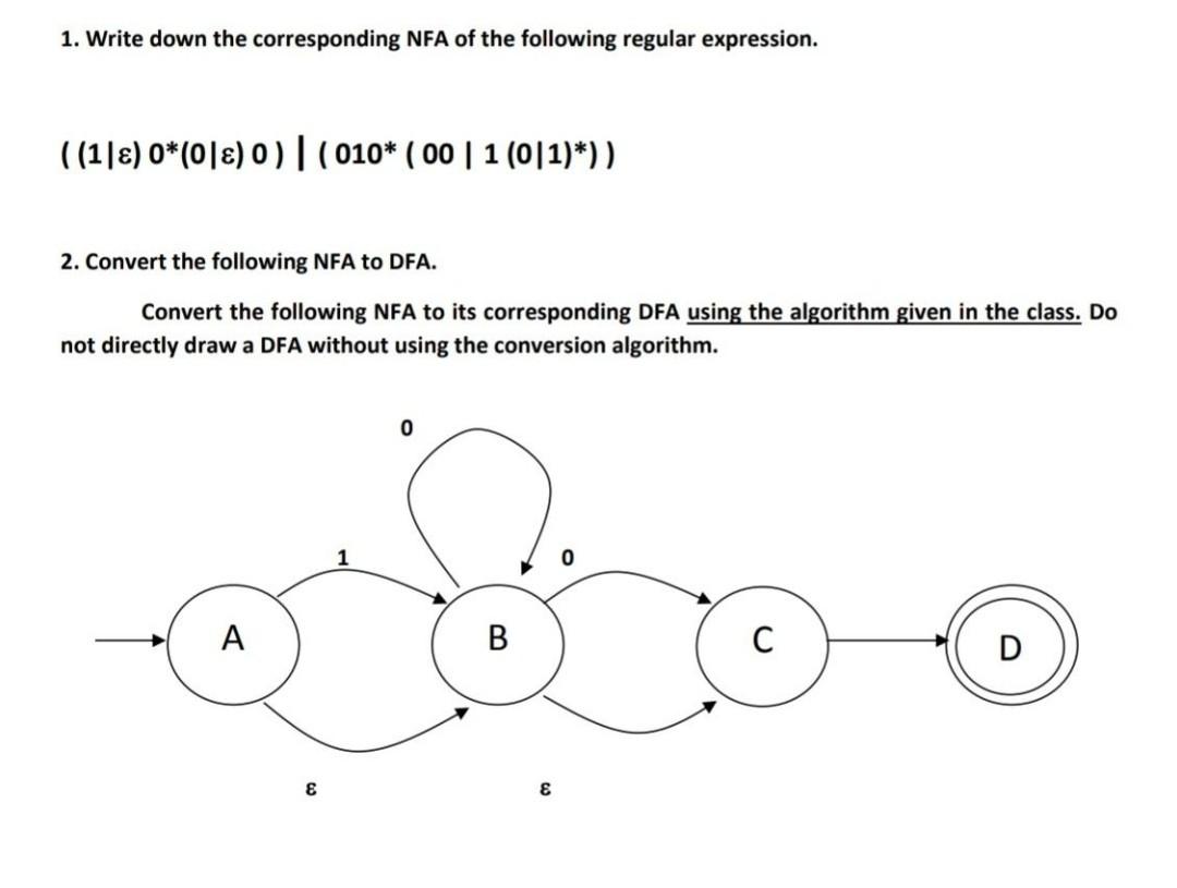 Solved 1. Write down the corresponding NFA of the following | Chegg.com