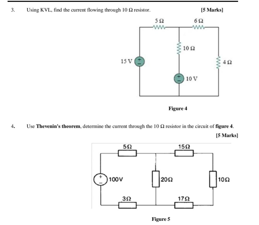 Solved 3. Using KVL, find the current flowing through 10 Ω | Chegg.com