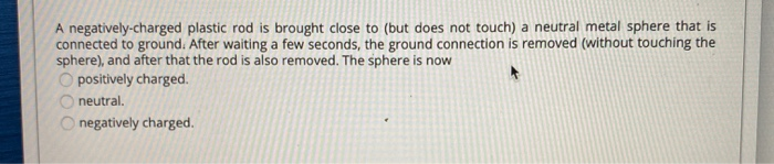 Solved A negatively-charged plastic rod is brought close to | Chegg.com