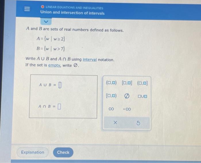 Solved A and B are sets of real numbers defined as follows. | Chegg.com