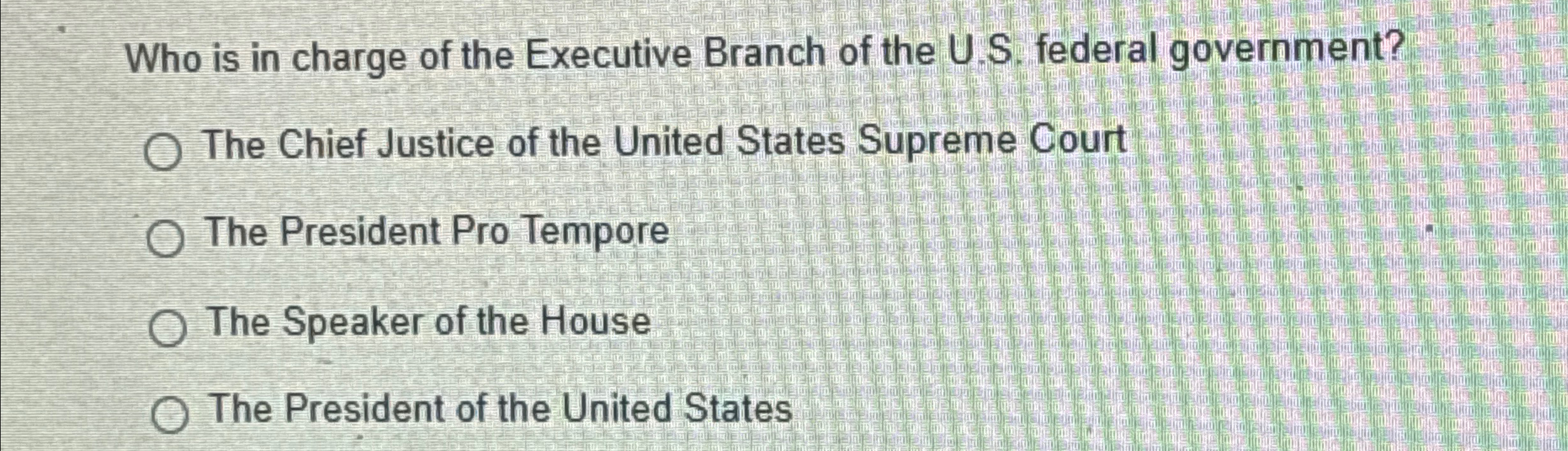 Solved Who is in charge of the Executive Branch of the U.S. | Chegg.com