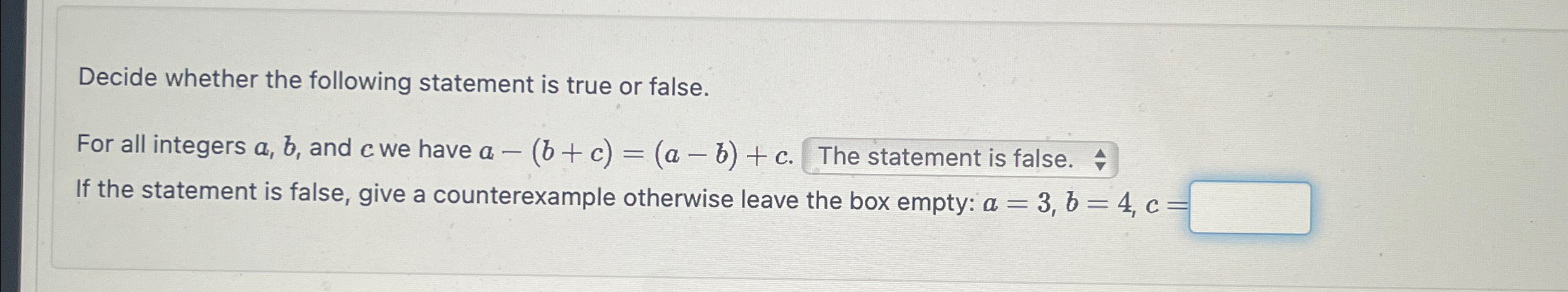 Solved Decide whether the following statement is true or | Chegg.com