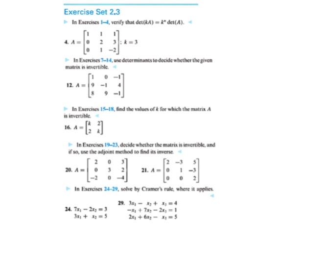 Solved Exercise Set 2.3 In Exercises 1-4 verify that det(kA) | Chegg.com