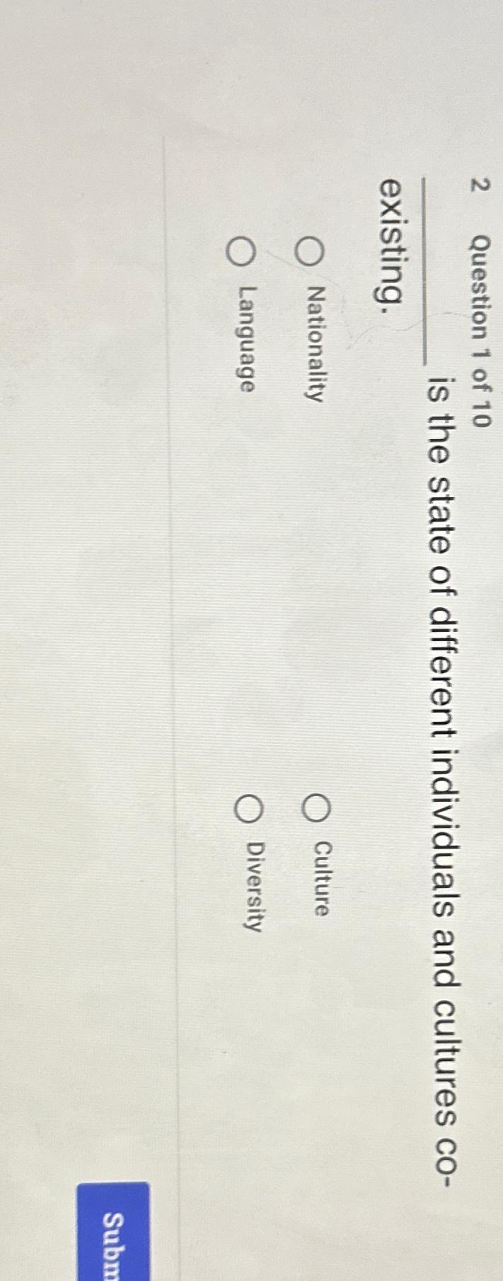 Solved 2 ﻿Question 1 ﻿of 10 ﻿is the state of different | Chegg.com