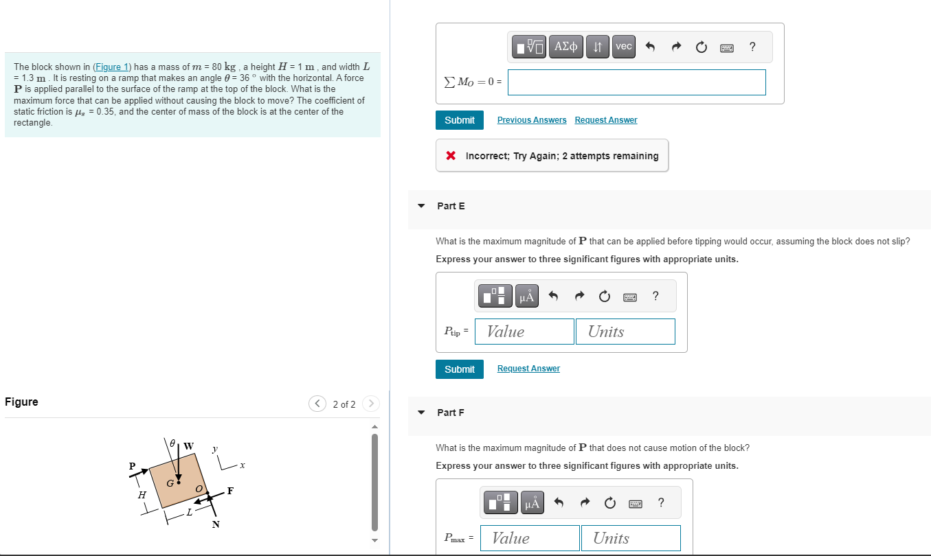 Solved The block shown in (Figure 1) ﻿has a mass of m=80kg, | Chegg.com