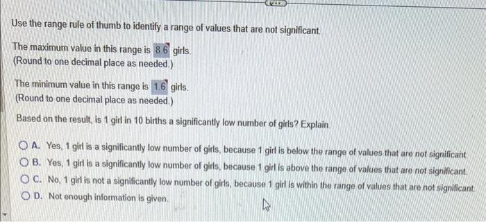Solved Use the range rule of thumb to identify a range of | Chegg.com