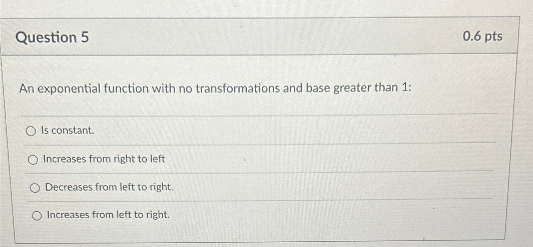 Solved Question 50.6ptsAn exponential function with no | Chegg.com