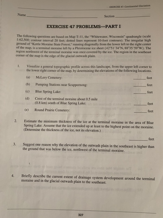 Solved EXERCISE 47: Continental Glaciation Name Section | Chegg.com