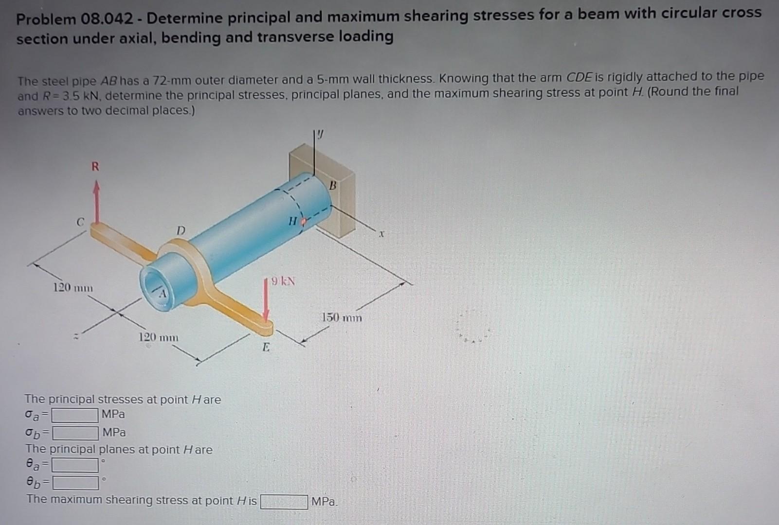 Solved Problem 08.042 - Determine principal and maximum | Chegg.com